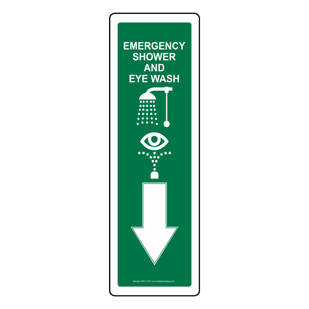 Vertical Sign - First Aid - Emergency Shower And Eye Wash Sign
