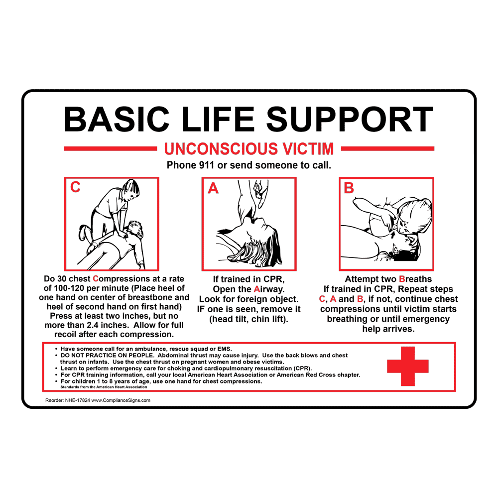 First Aid Sign - Basic Support Unconscious Victim 911