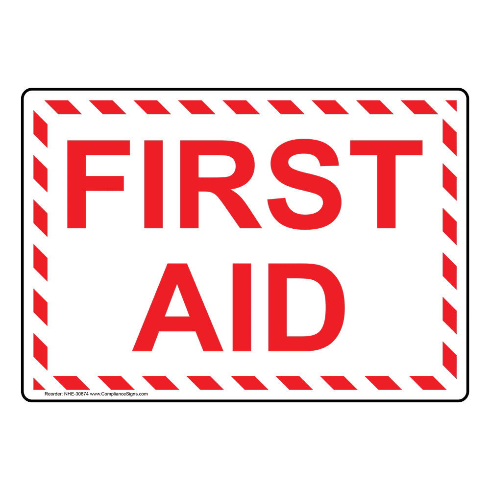 Rectangle White First Aid Sign or Label - 6 Sizes