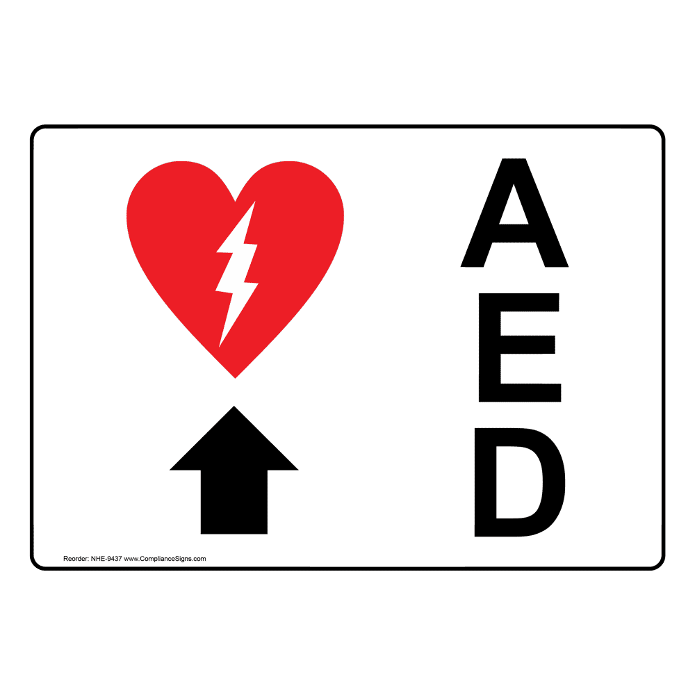 Emergency Response First Aid Sign - Aed (With Up Arrow)