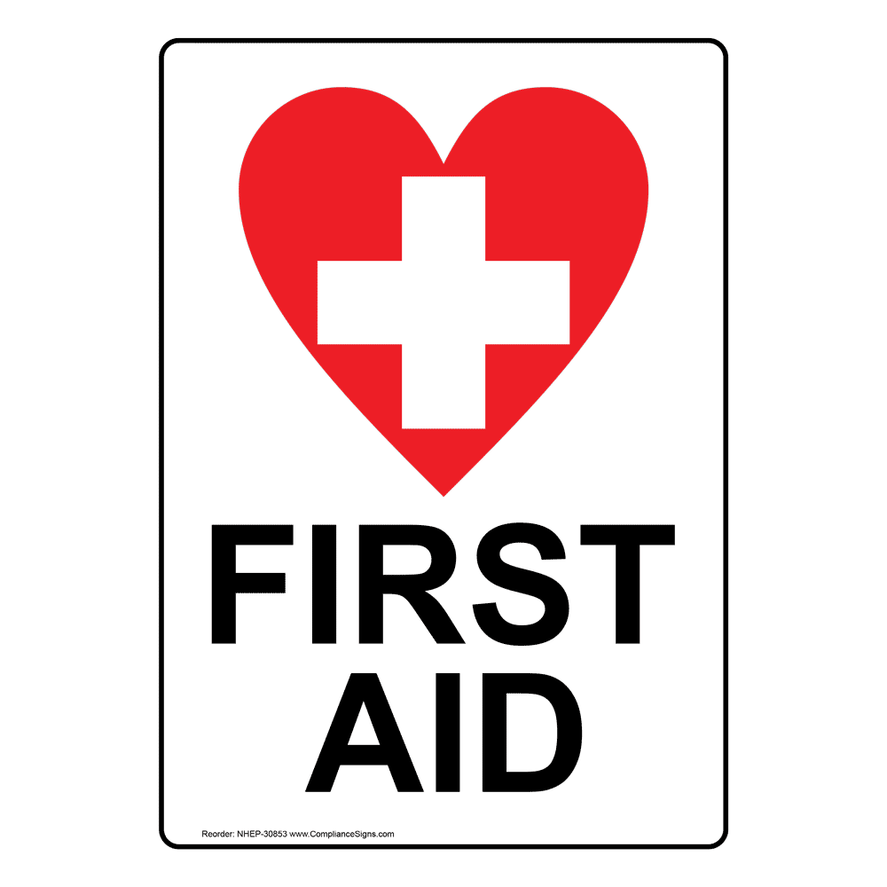 First Aid Vertical Sign - Surface Mount - 6 Sizes