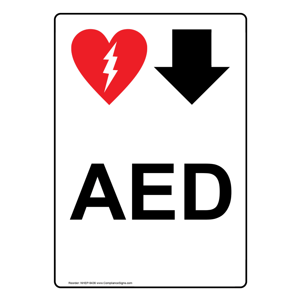 Vertical Sign - First Aid - Aed [With Down Arrow]