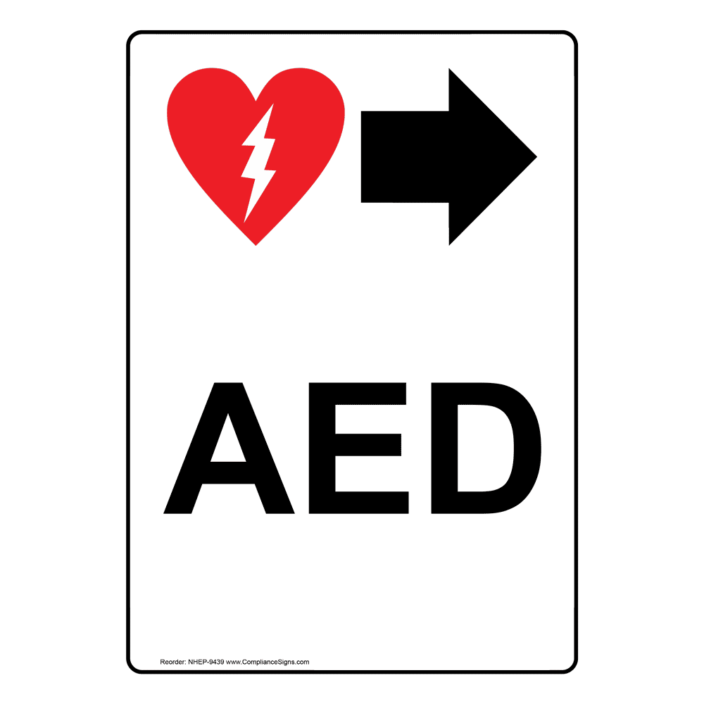 Vertical Sign - First Aid - Aed [With Right Arrow]