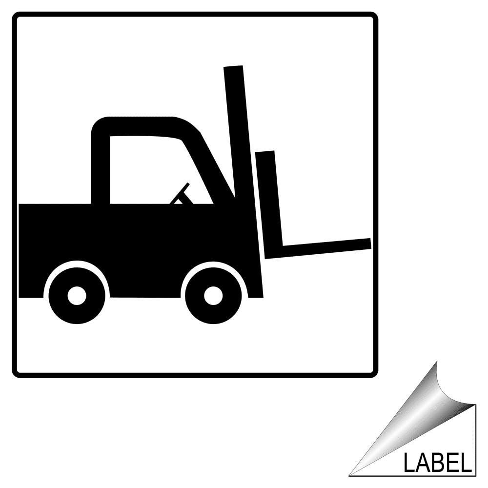 Forklift Forklift Symbol Label / Sticker - White Reflective - US Made