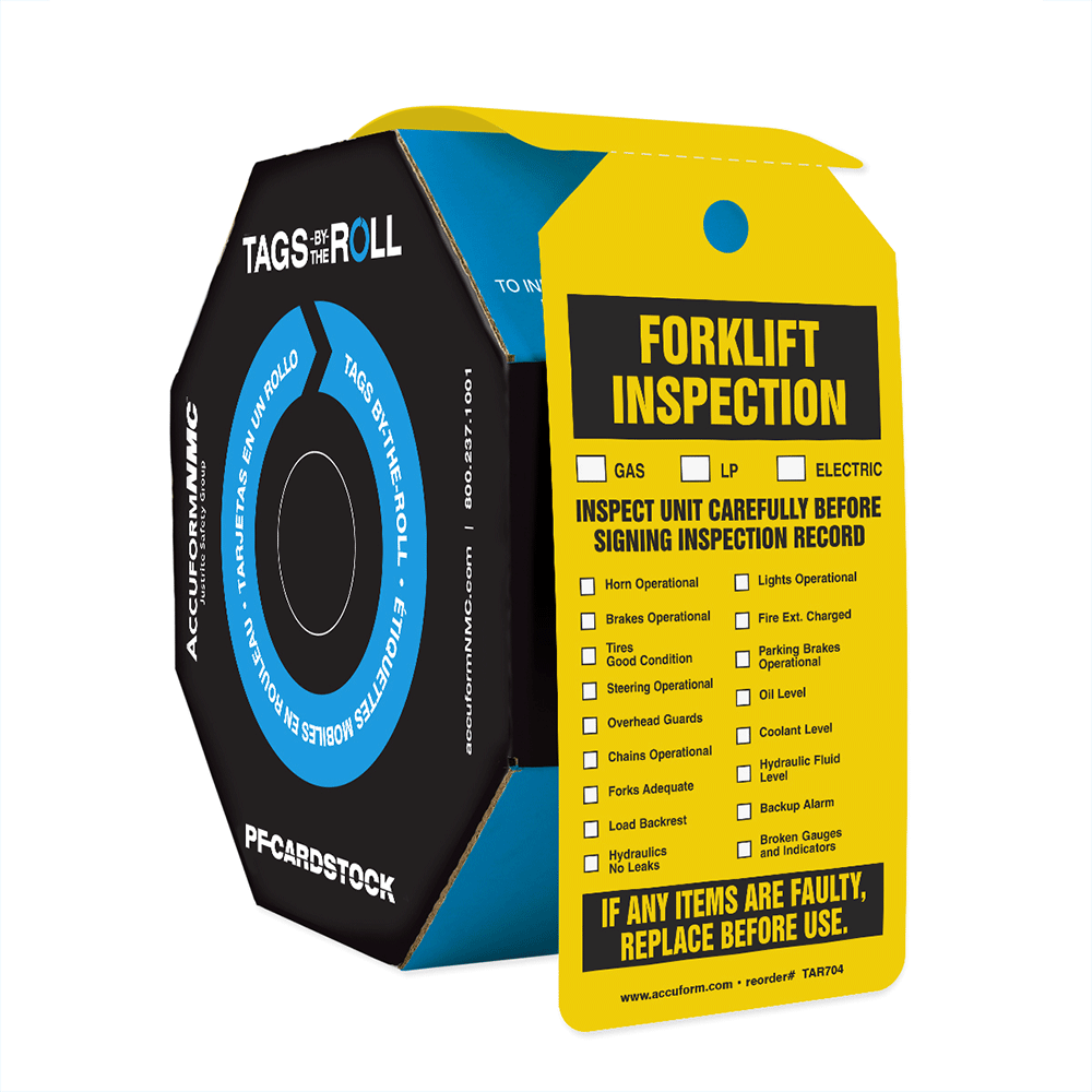 Forklift Inspection Gas LP Electric Safety Tags on Roll