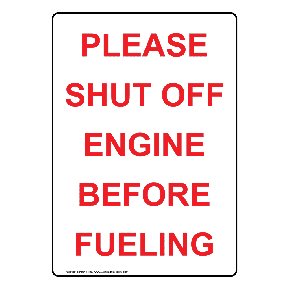 Vertical Sign - Diesel - Please Shut Off Engine Before Fueling
