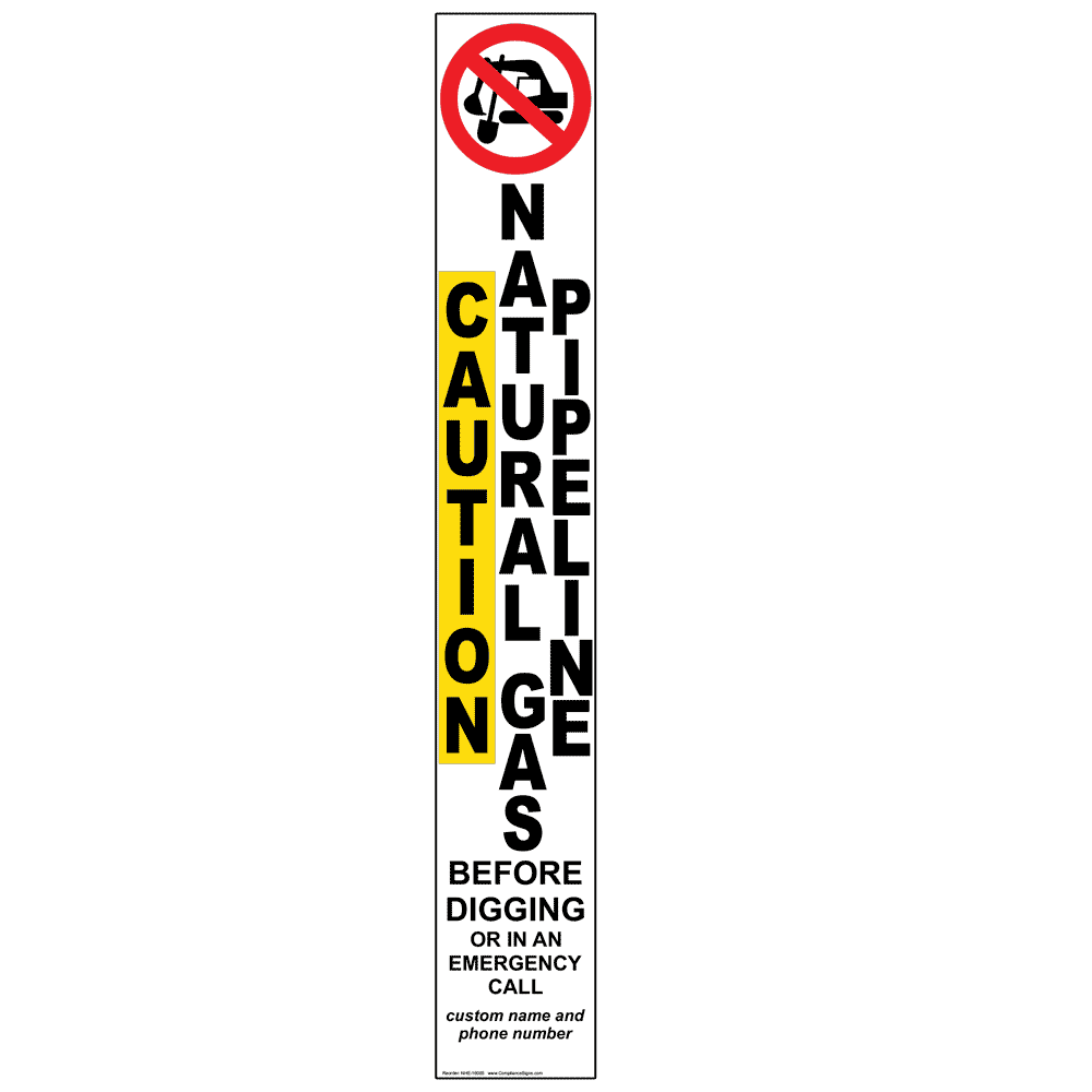 White Vertical Hazmat Label With Symbol - Natural Gas Pipeline