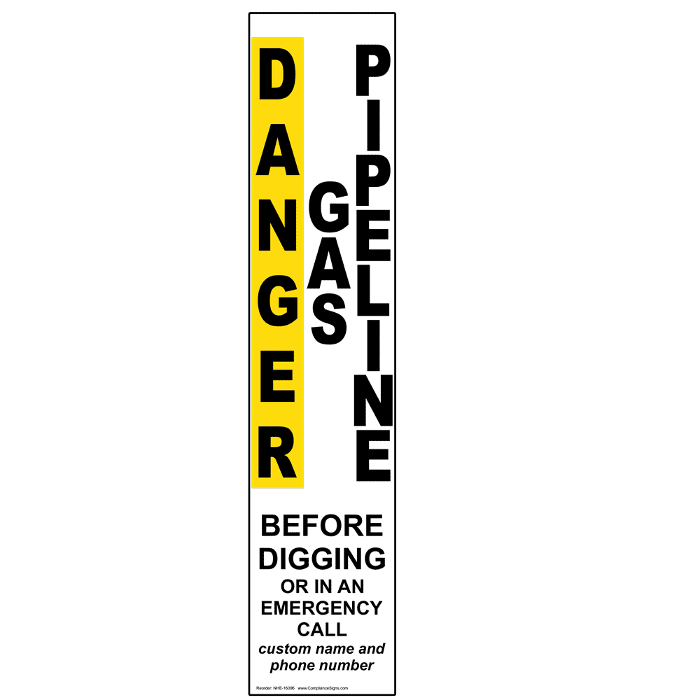 Custom Danger Gas Pipeline Call Before Digging Label / Sticker - White