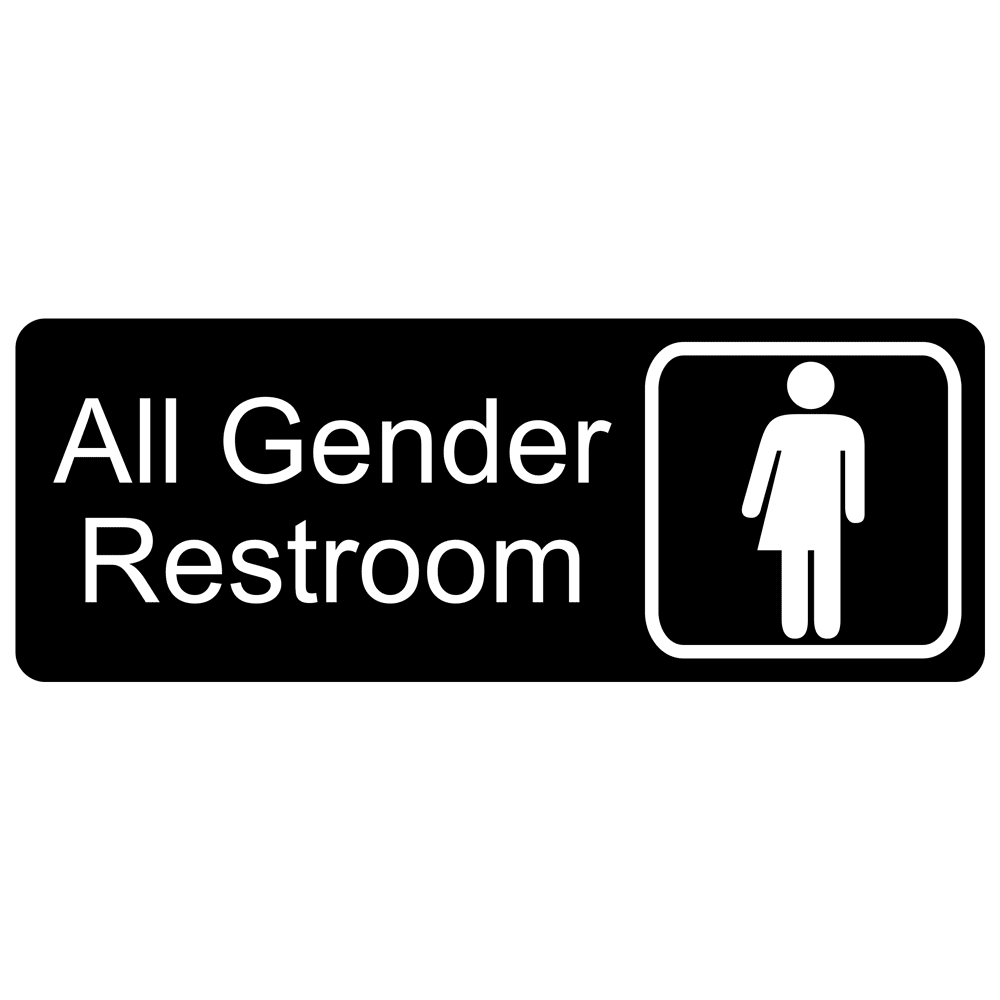 All Gender Restroom Sign EGRE-25512-SYM-WHTonBLK Gender Neutral