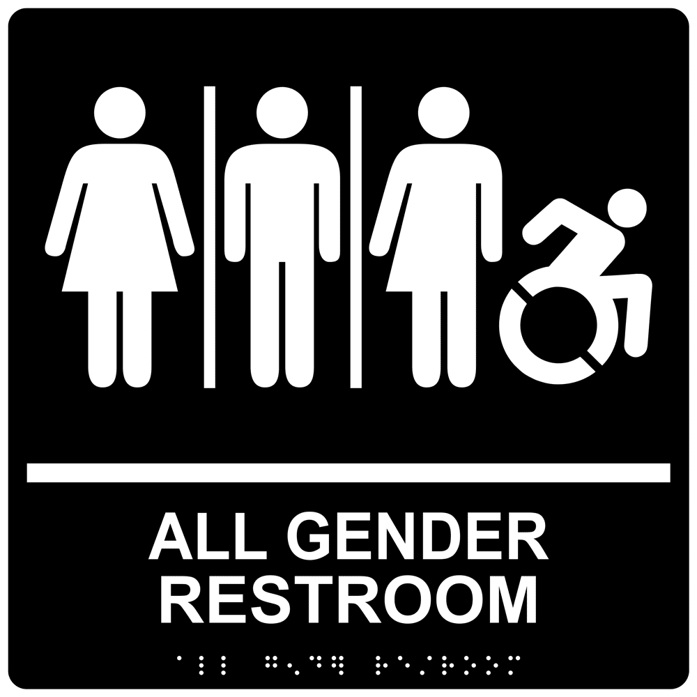 All Gender Restroom (Braille = All Sign RRE-25416R-99_WHTonBLK