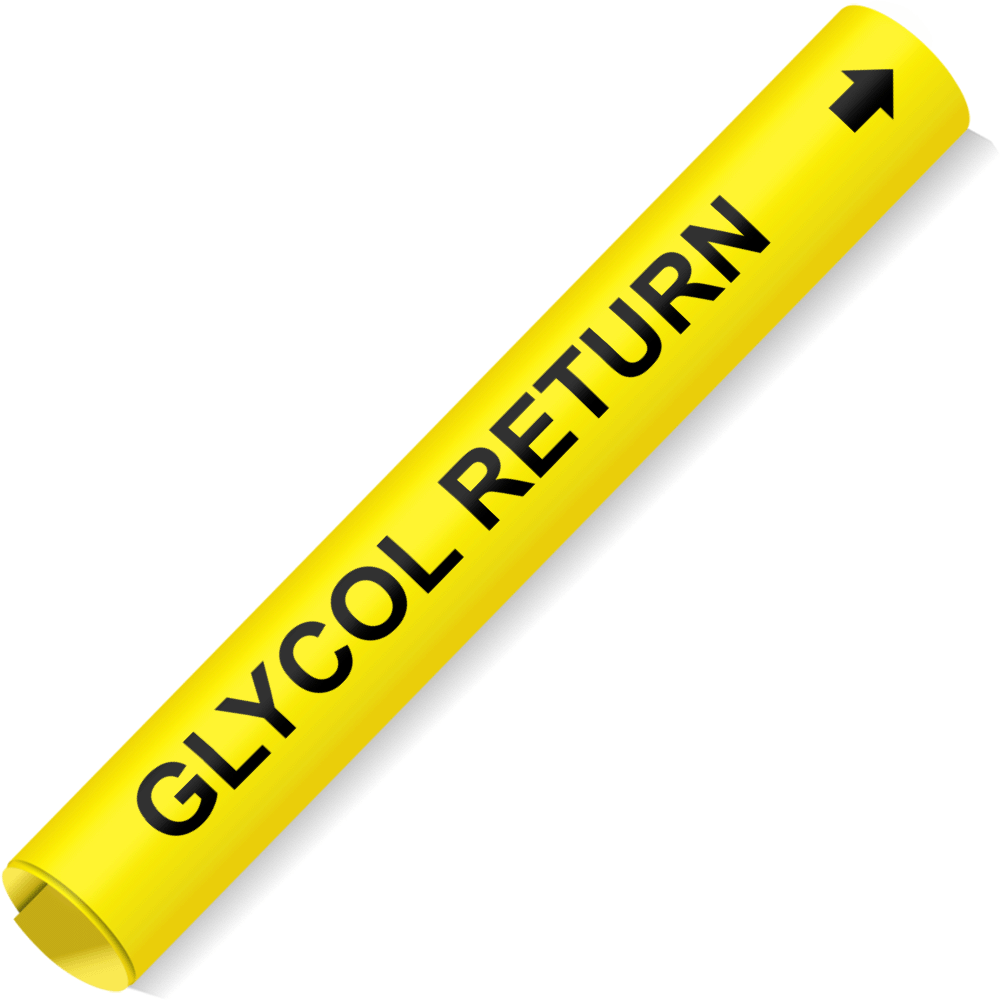Coiled Pipe Marker - GLYCOL RETURN - Yellow - ASME A13.1