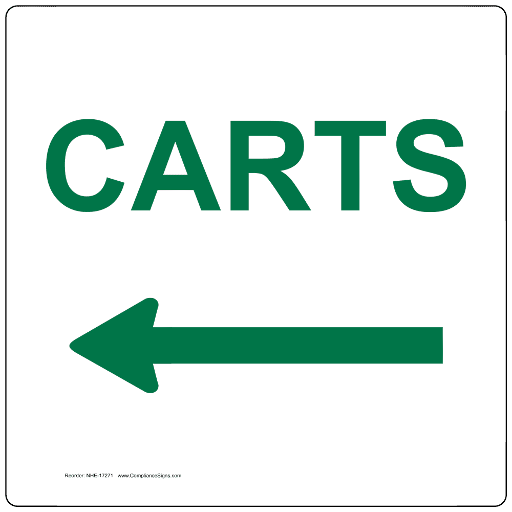 Recreation Golf Carts Left Arrow Sign - White - US Made
