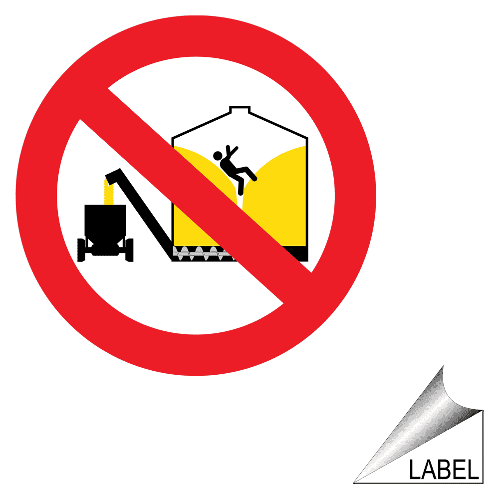 Round Grain Bin Safety Label - No Workers in Bin
