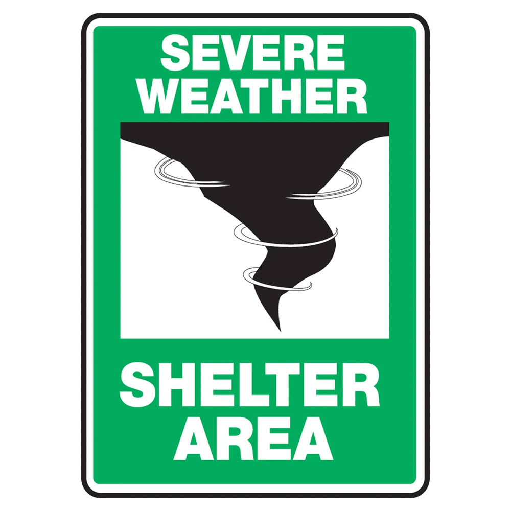 Severe Weather Shelter Area Sign - Green - Glow or Standard