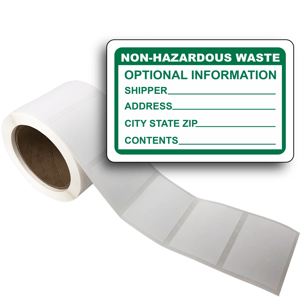 Roll of Labels - Non-Hazardous Waste Option Information - 5 Mil Poly