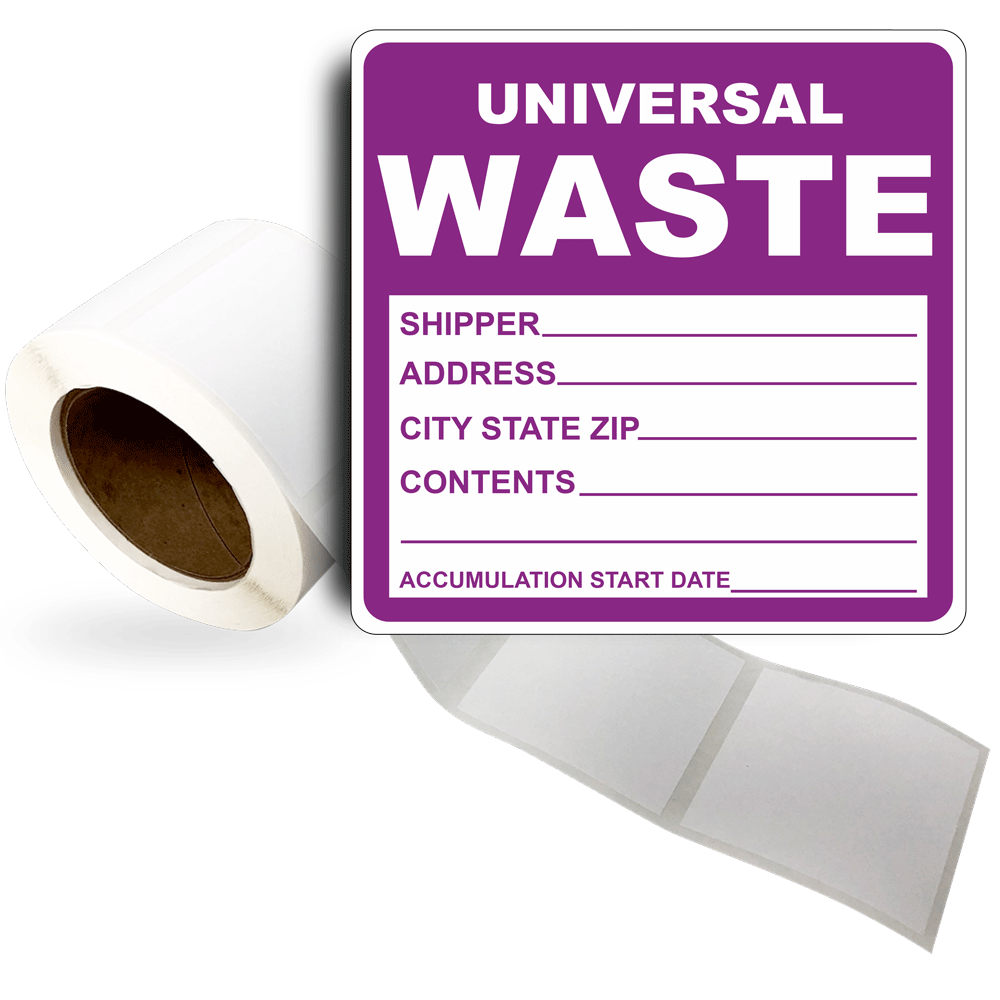 Roll of Universal Waste Shipper Contents, Accumulation Labels
