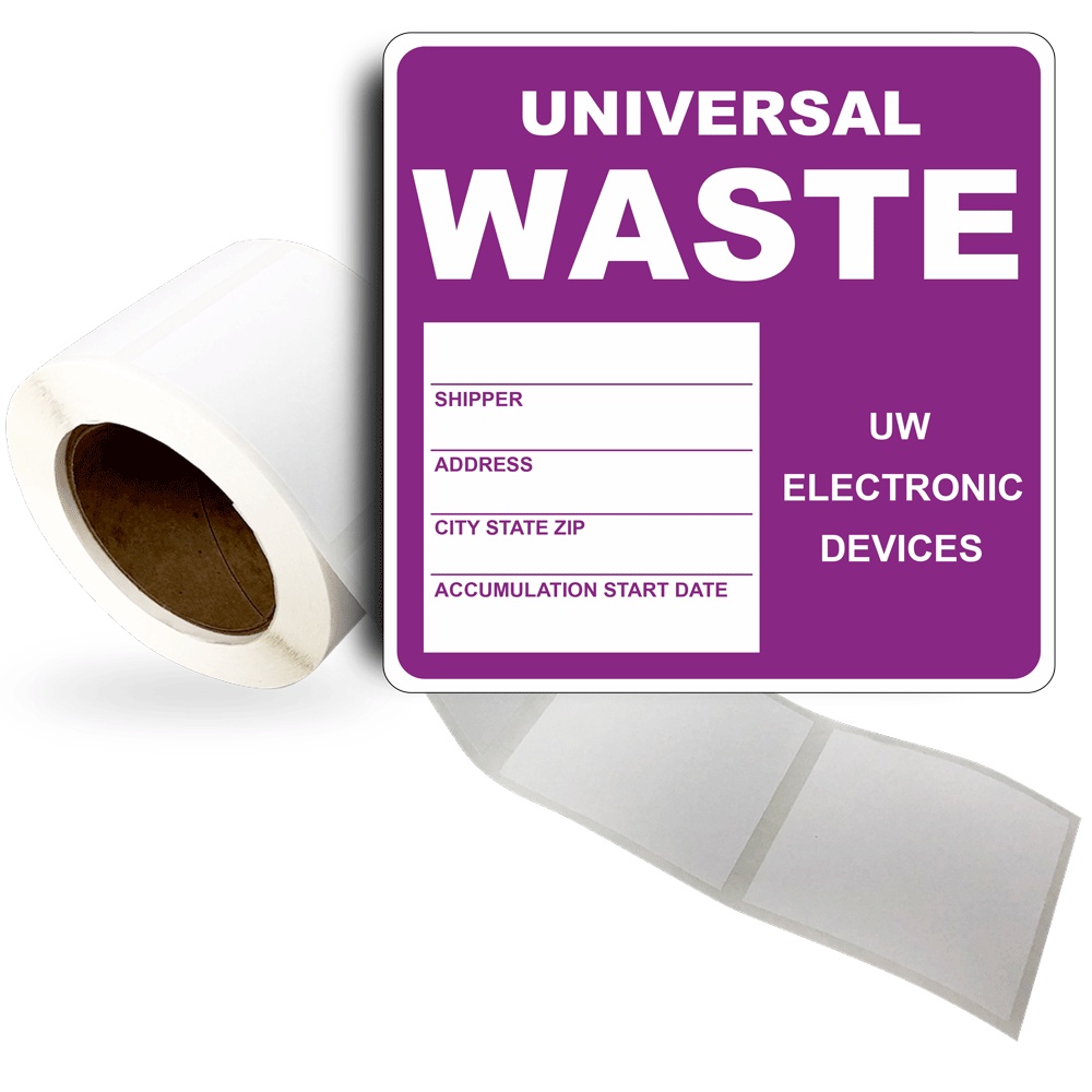 Roll of Universal Waste Shipper Uw Electronic Devices Labels