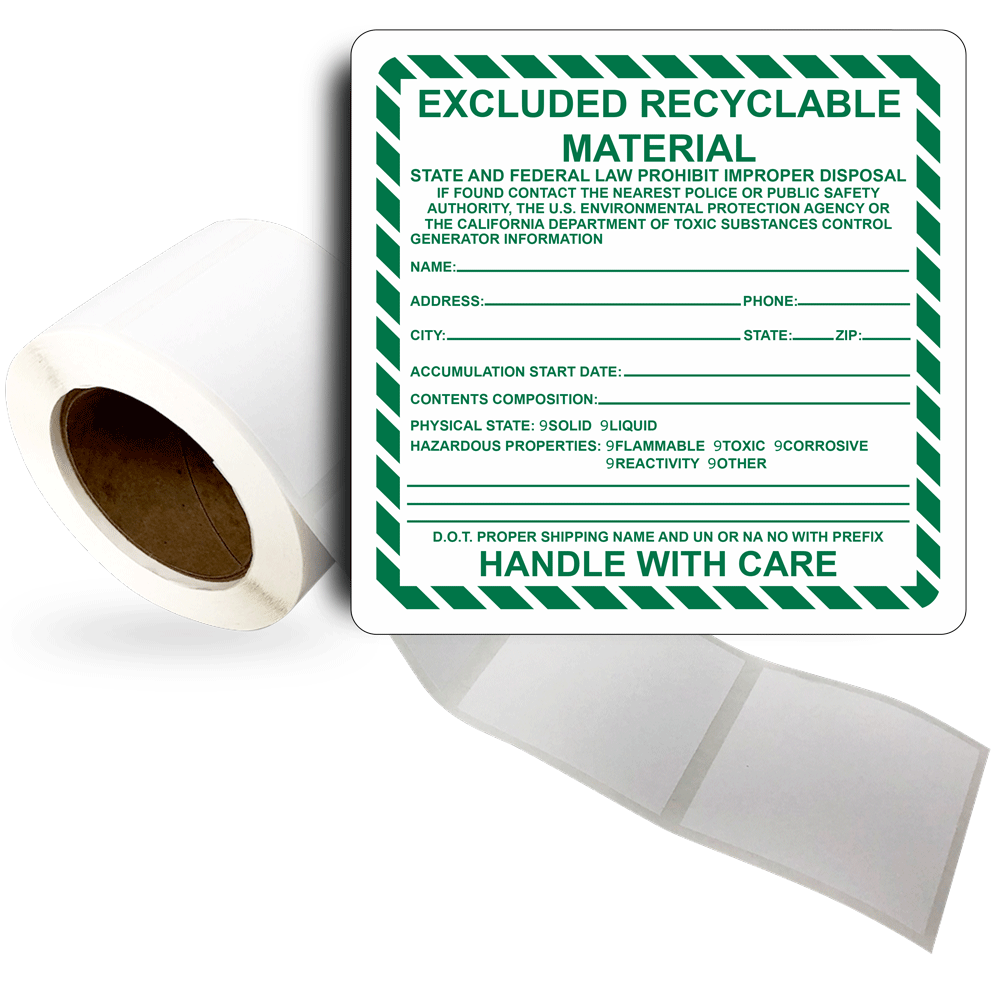 Roll of Labels - White - State Federal Law Prohibit Disposal