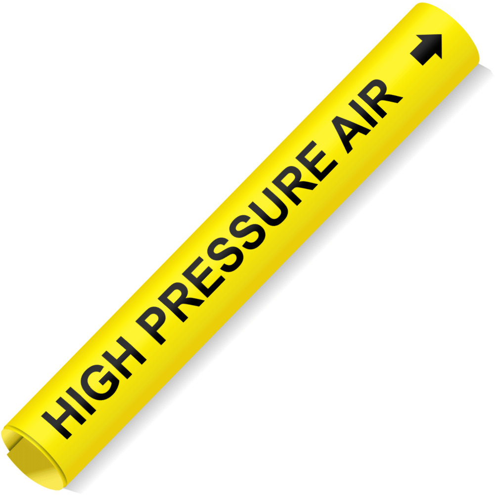 Coiled Pipe Marker - HIGH PRESSURE AIR - Yellow - ASME A13.1