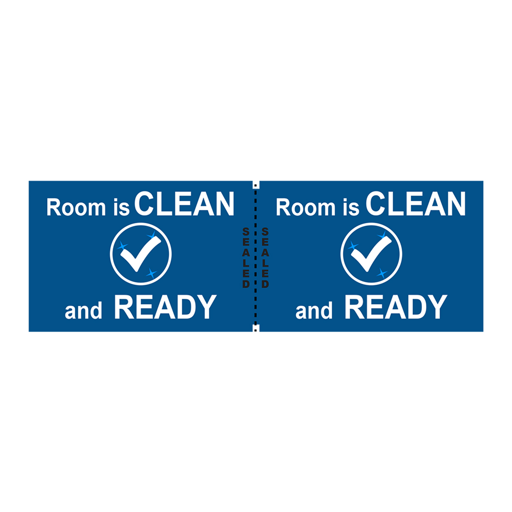 Roll of Blue Housekeeping Labels - Room Is Clean And Ready