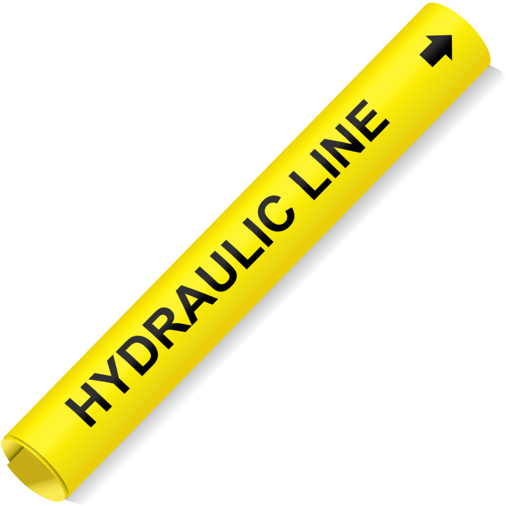 Coiled Pipe Marker - HYDRAULIC LINE - Yellow - ASME A13.1