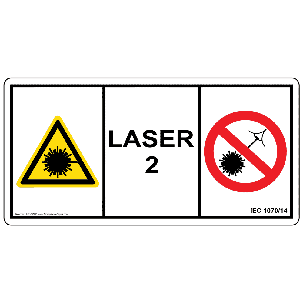 IEC Laser Sign - Laser 2 Iec 1070/14 - Made in USA - Easy Ordering