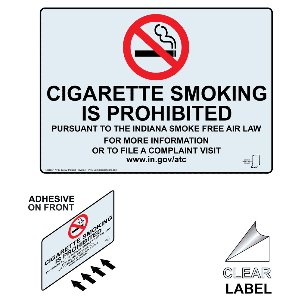 Cigarette Smoking Is Prohibited Label NHE-17302-Indiana-Reverse