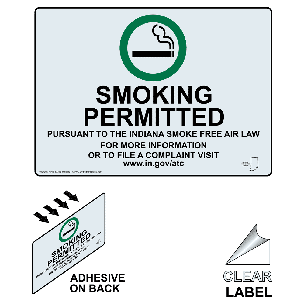 Smoking Permitted For Info Or Complaint Symbol Label NHE-17316-Indiana