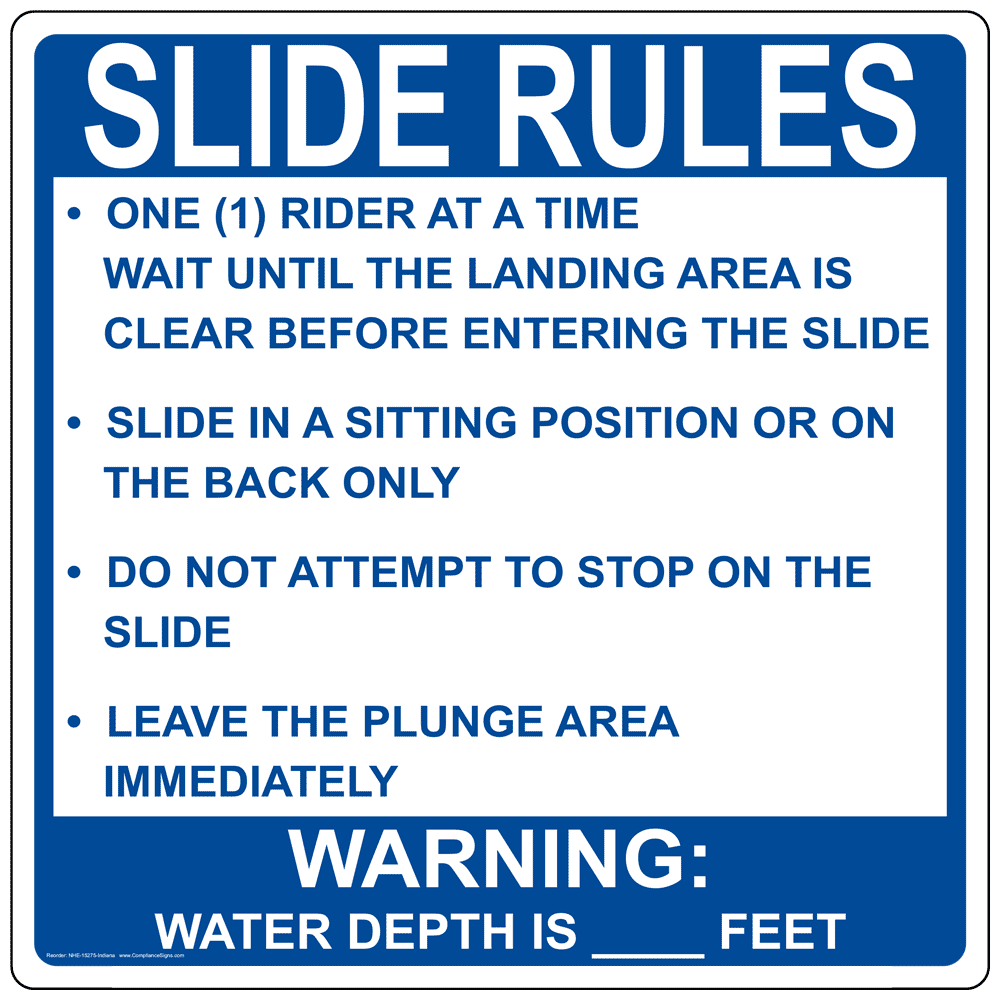 Slide Rules One 1 Rider At A Time Sign NHE-15275-Indiana Recreation