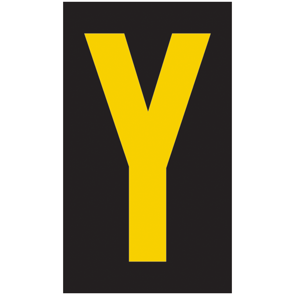 Letter Y Reflective Label - Yellow-on-Black - 2 Sizes - CS165259