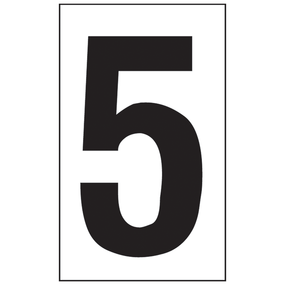 Black-on-White Number 5 Reflective Label - 2 Sizes - CS447604