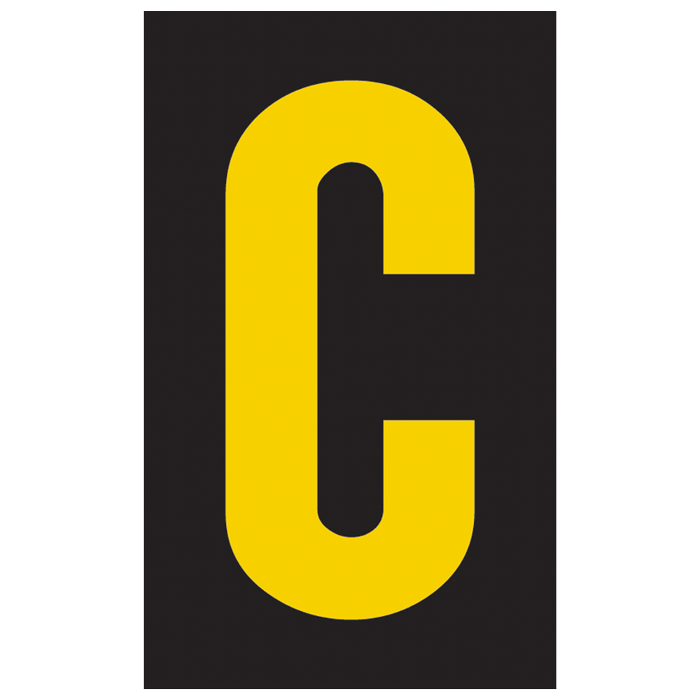 Letter C Reflective Label - Yellow-on-Black - 2 Sizes - CS604181