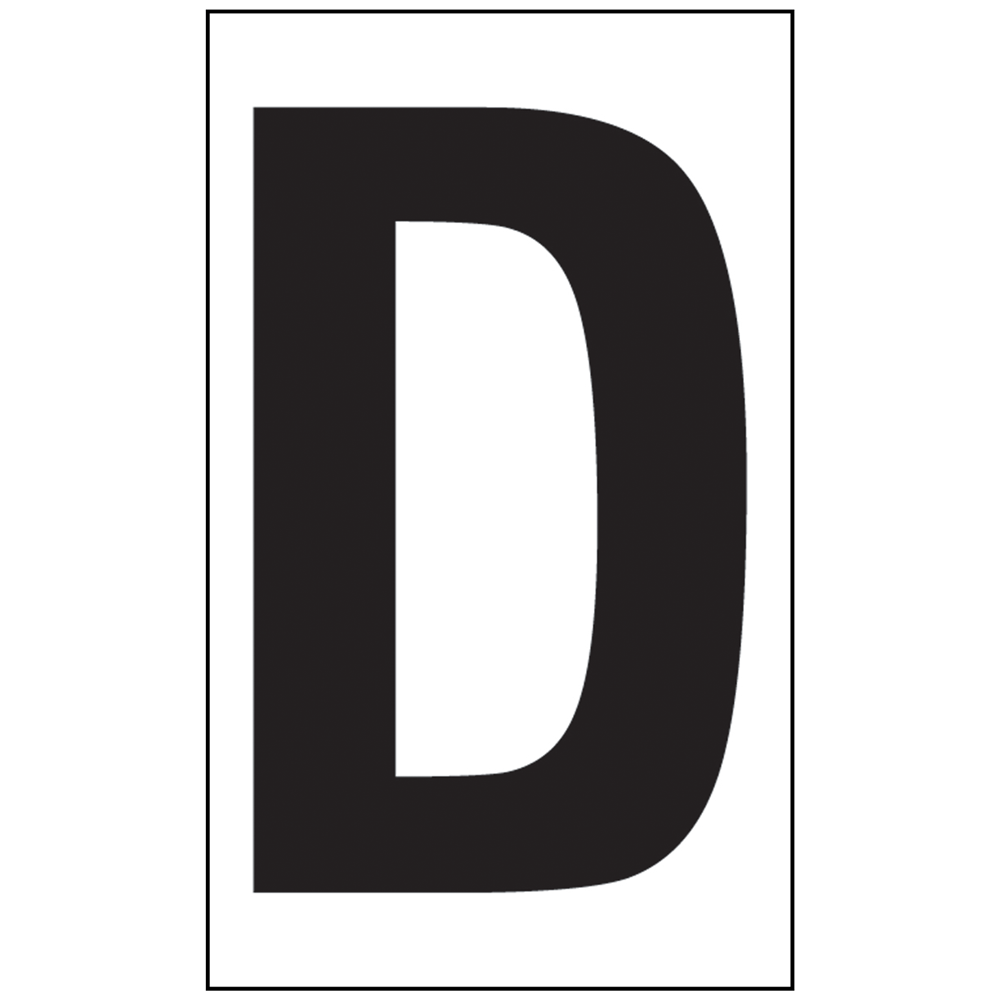 Black-on-White Letter D Reflective Label - 2 Sizes - CS628593