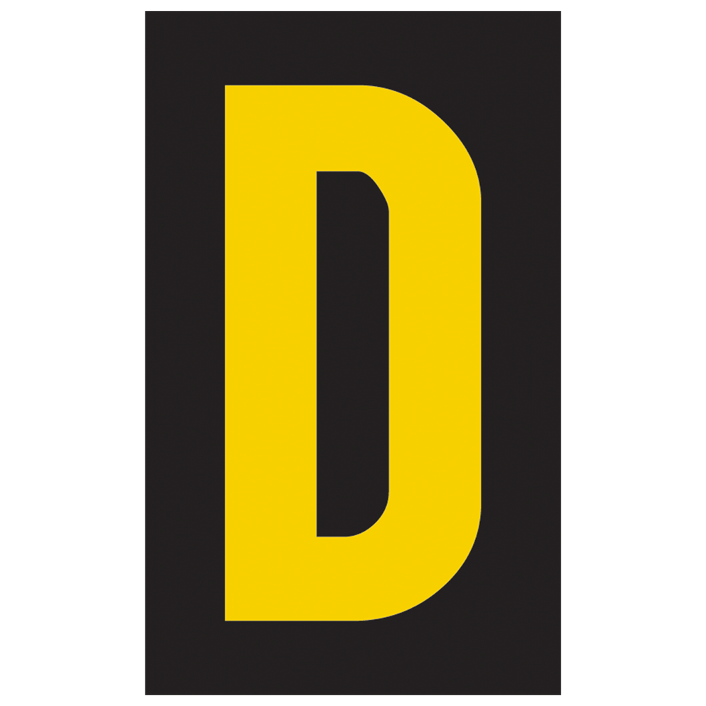 Letter D Reflective Label - Yellow-on-Black - 2 Sizes - CS655828