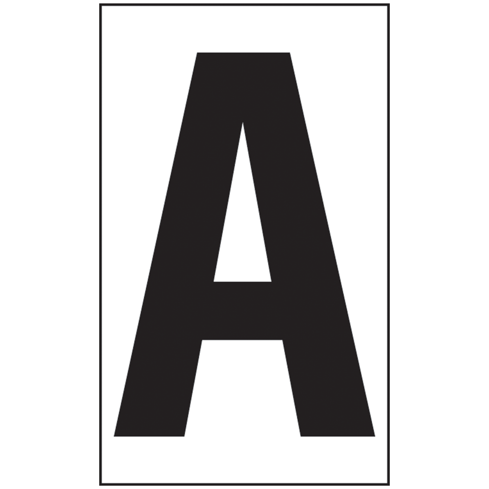 Black-on-White Letter A Reflective Label - 2 Sizes - CS779120