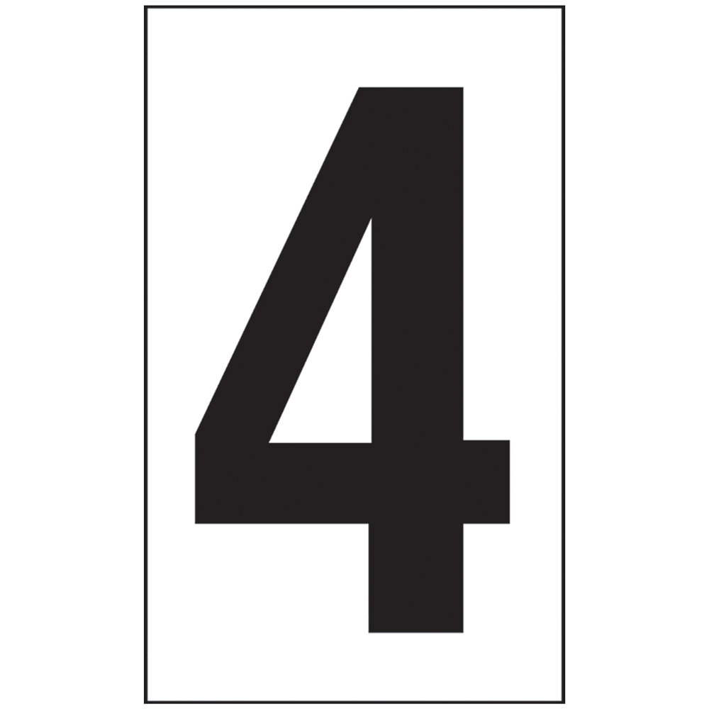 Black-on-White Number 4 Reflective Label - 2 Sizes - CS854407