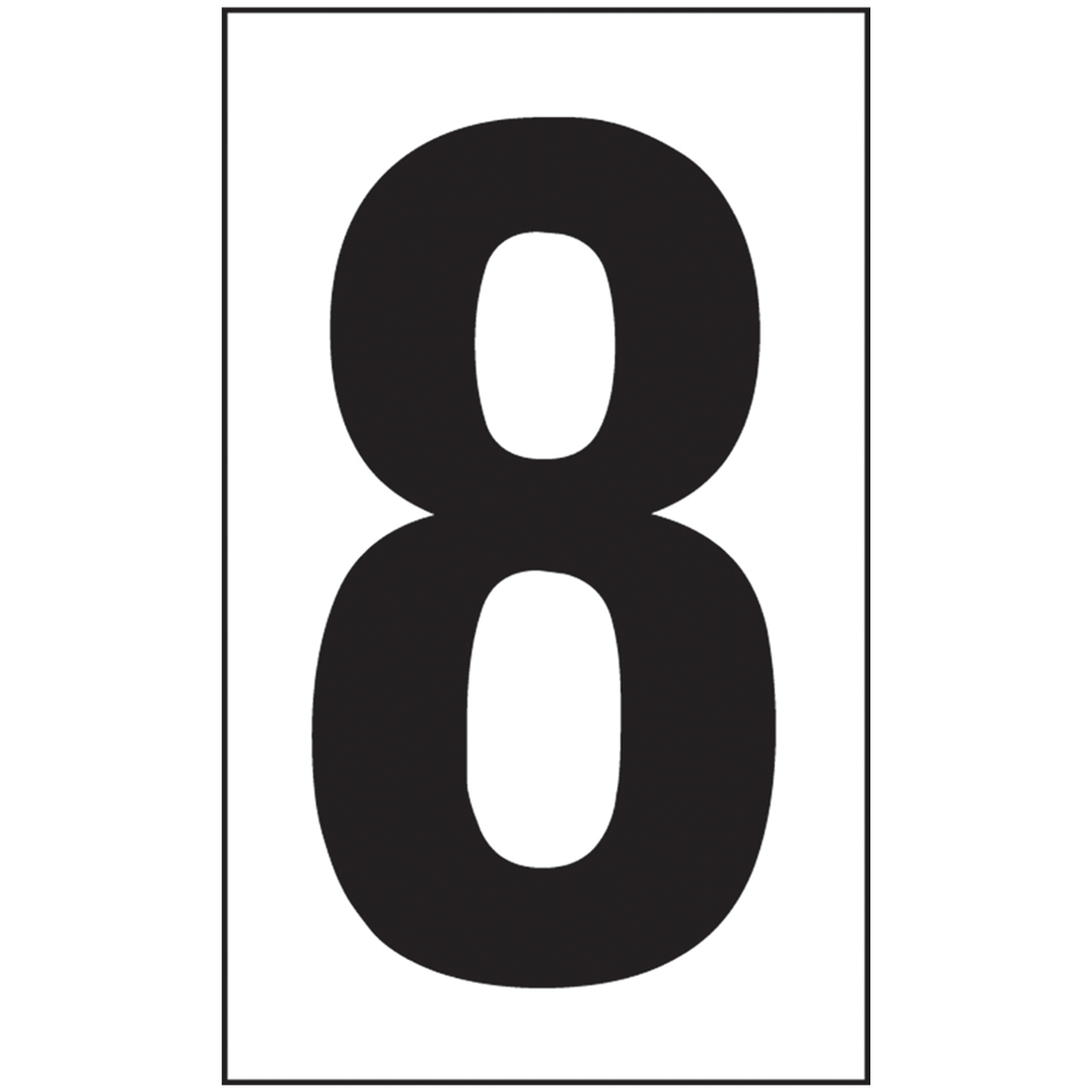 Black-on-White Number 8 Reflective Label - 2 Sizes - CS947863