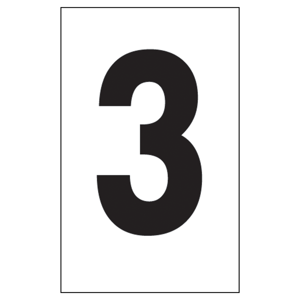 Number 3 Reflective Aluminum Plate -Black-on-Silver - 2 Sizes - CS591131