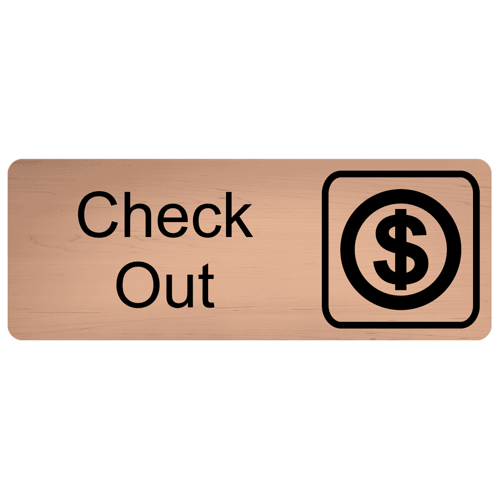 Check Out Engraved Sign EGRE-17834-SYM-BLKonCSHW Information