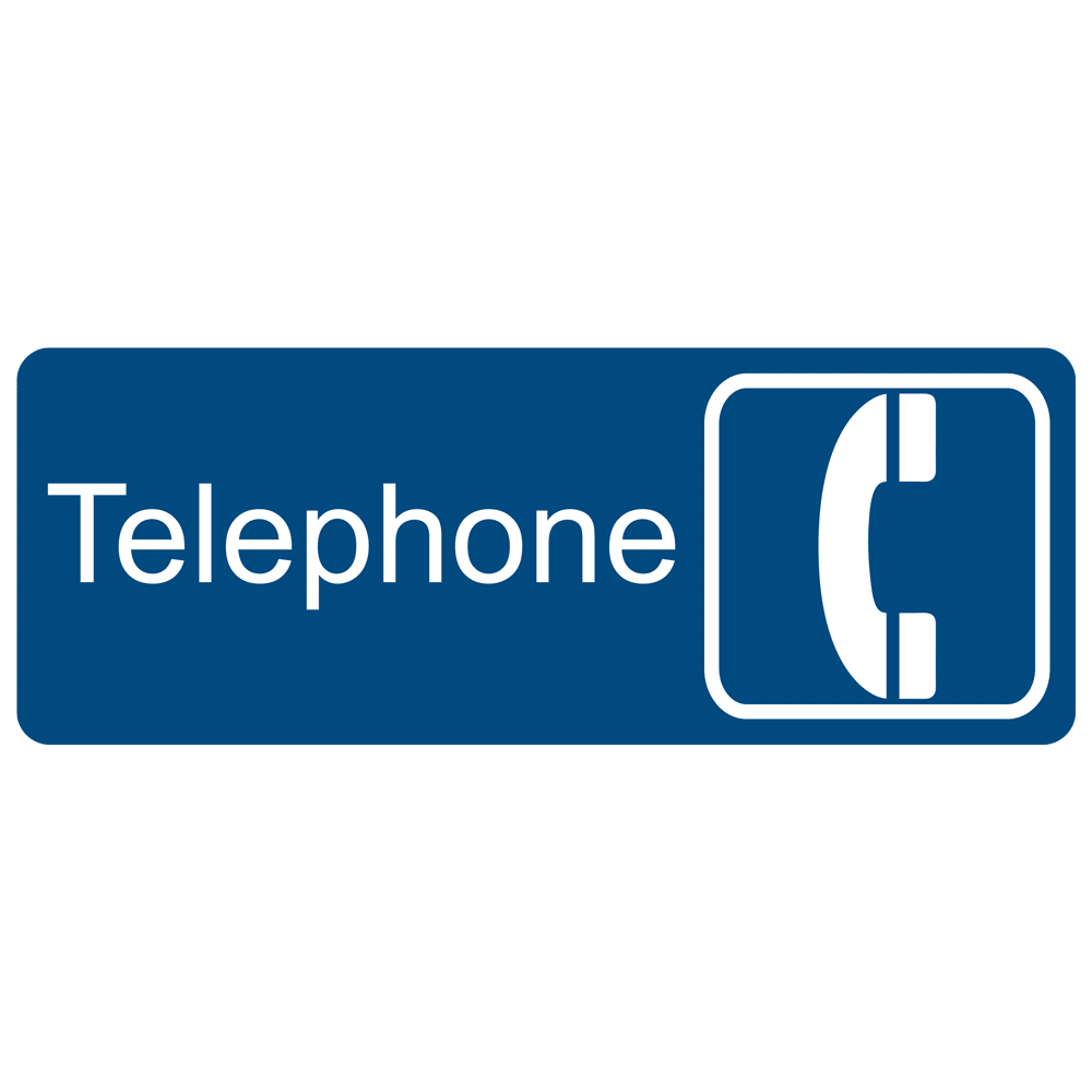 Telephone White on Blue Engraved Sign EGRE-590-SYM-WHTonBLU Wayfinding
