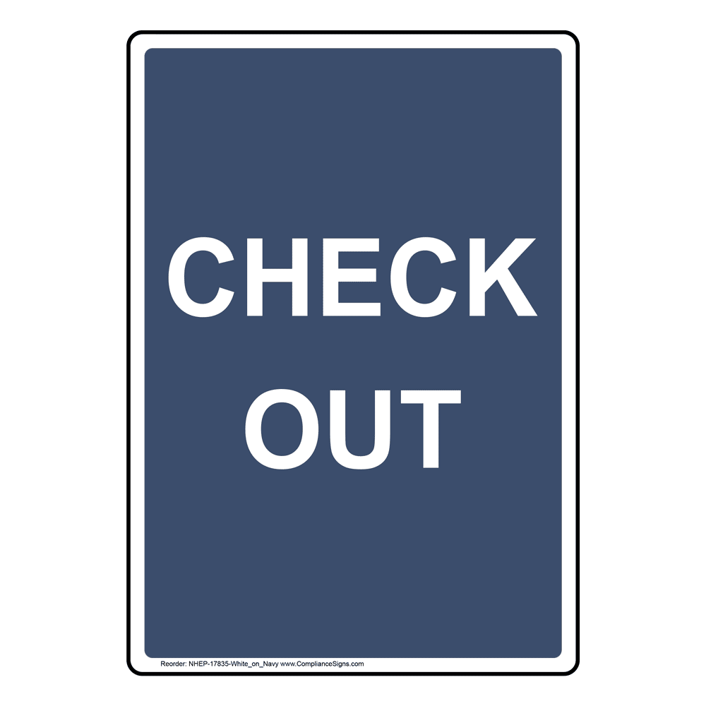 White-On-Navy Retail Sign - Check Out - 6 Sizes - US Made