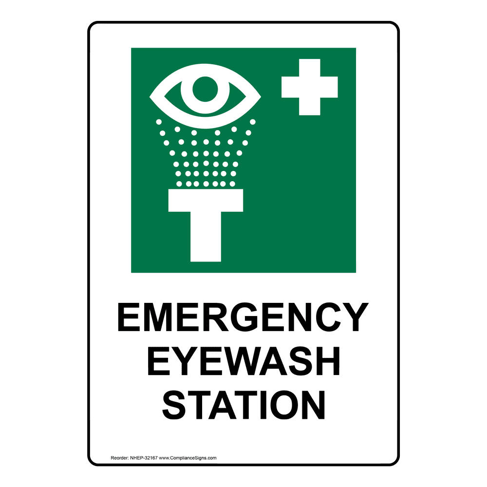 Vertical Sign - First Aid - Emergency Eyewash Station