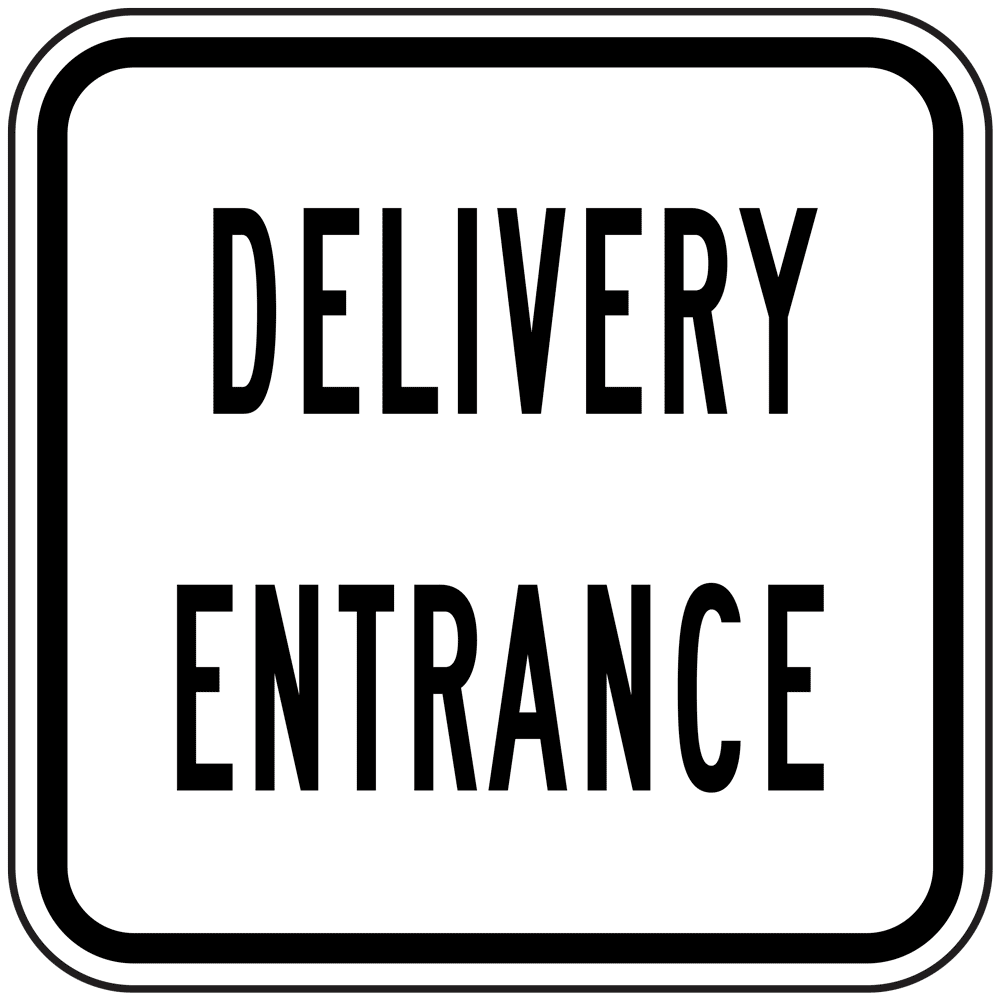 Shipping / Receiving Sign - Delivery Entrance - White Reflective