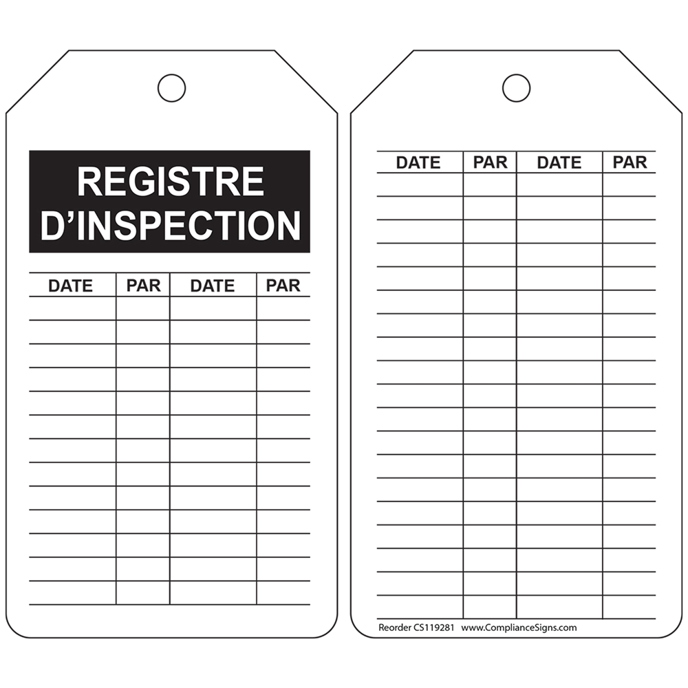 Registre D'inspection Date Par FR | Inspection Tags