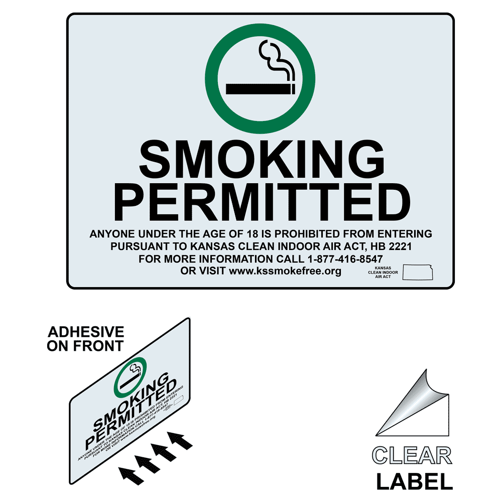 Smoking Permitted Age 18 Prohibited Label NHE-10823-Kansas-Reverse