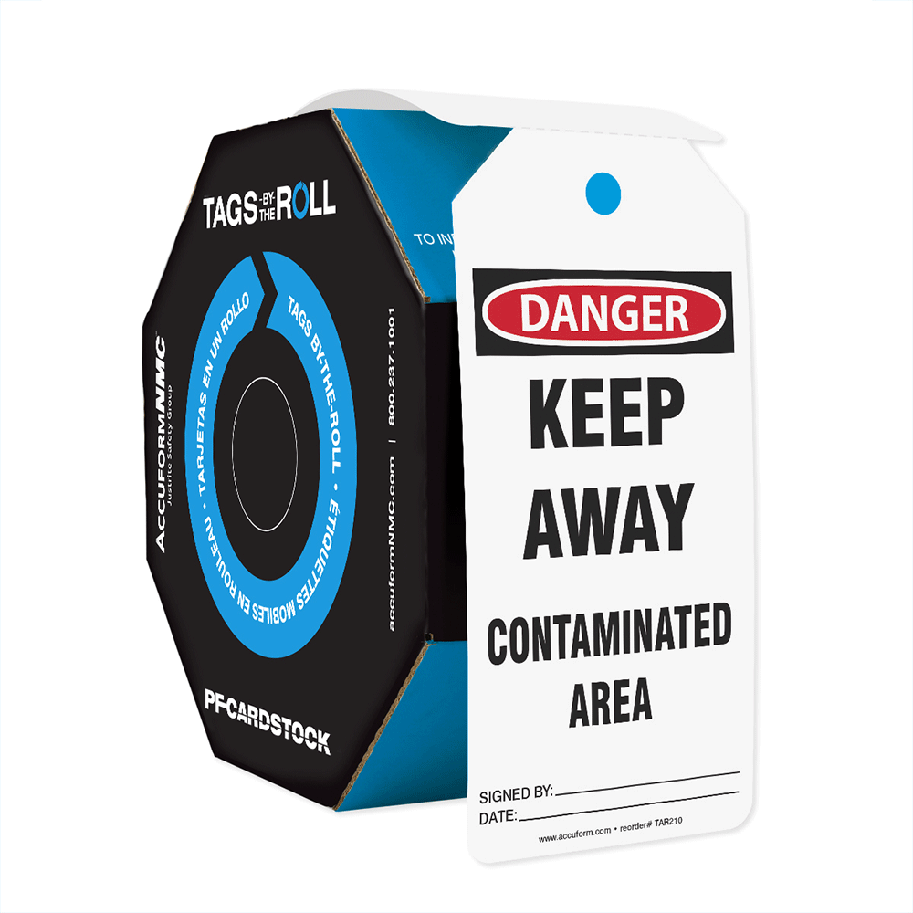 Keep Away Contaminated Area Safety Tags - Tag Dispenser
