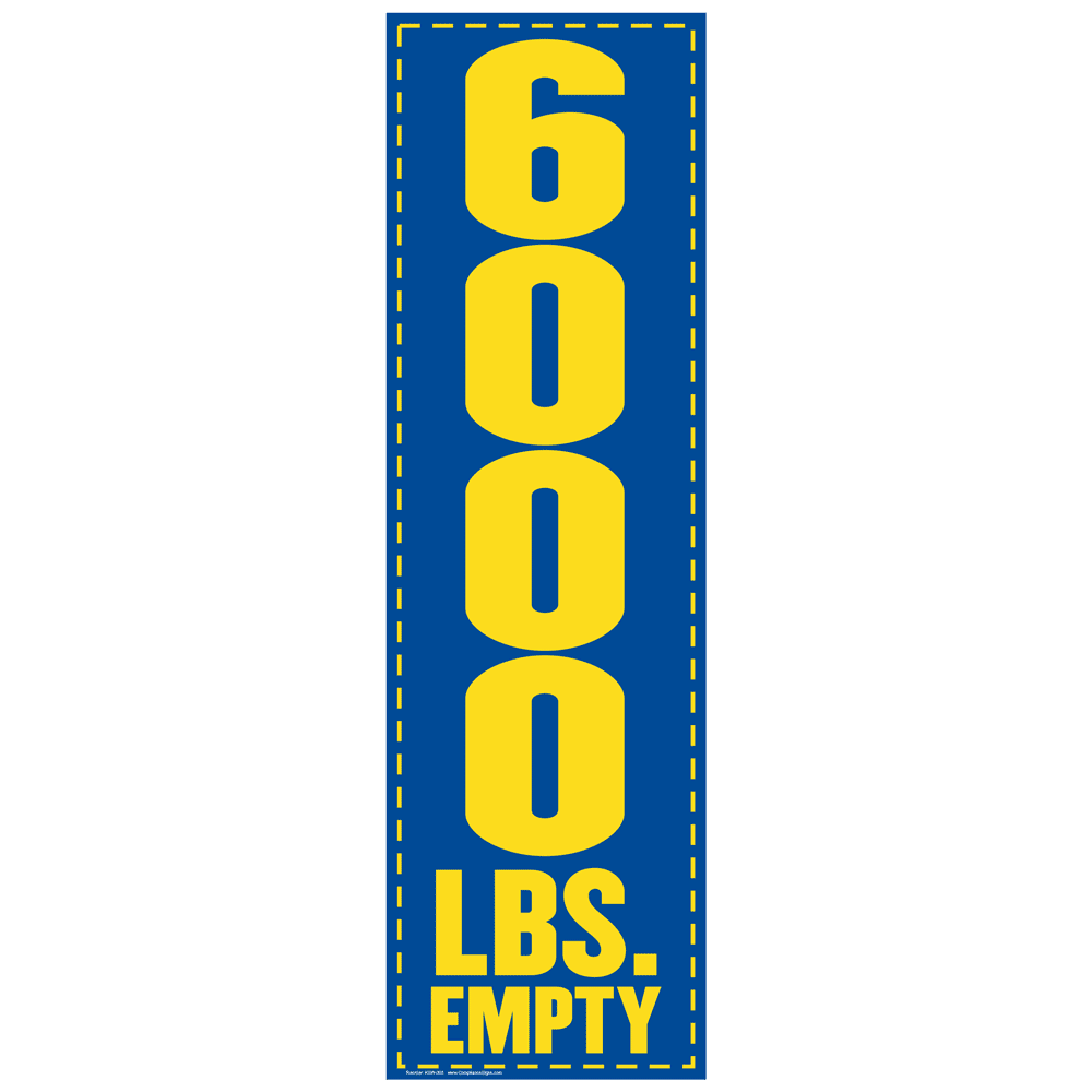 6000 Lbs. Empty Label / Sticker - Blue - US Made - Easy Ordering