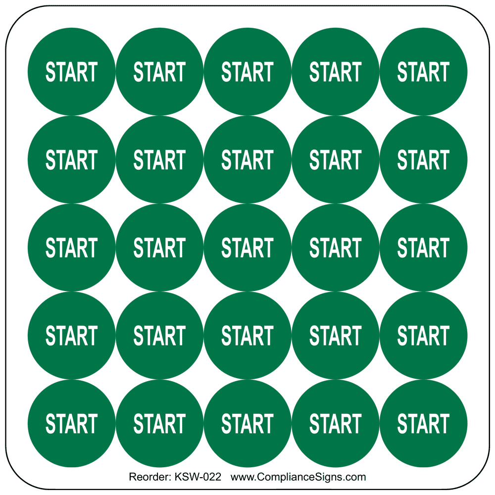 Start Label / Sticker - Green - US Made - Easy Ordering