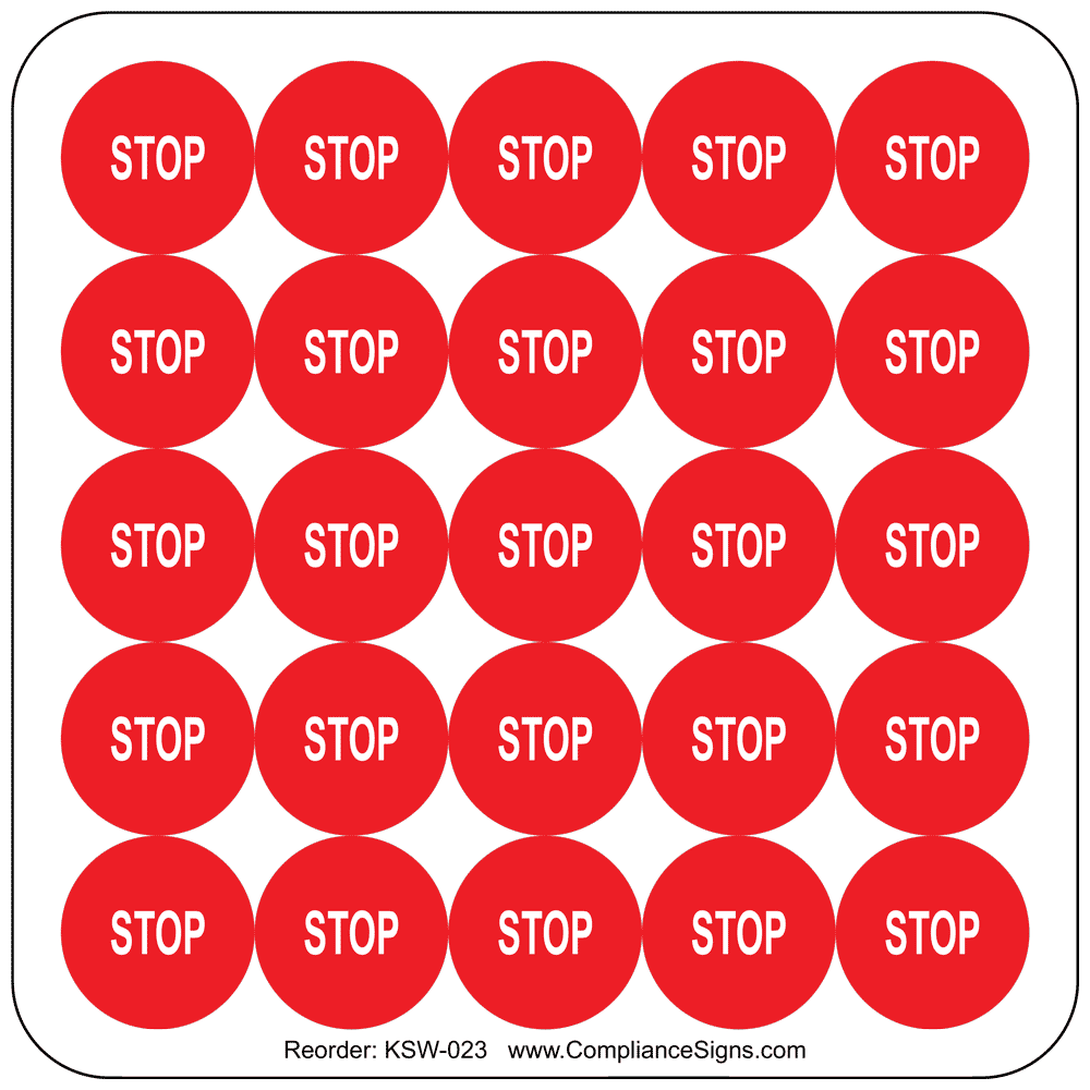 Stop Label / Sticker - Red - US Made - Easy Ordering