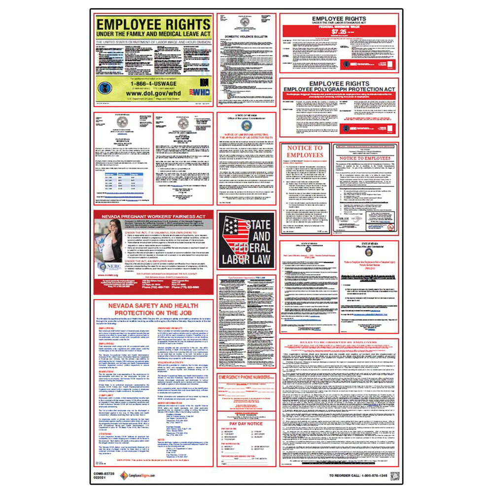 Labor Laws Poster - Nevada - Federal - OSHA - English